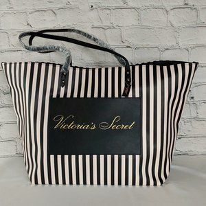 Victoria's Secret | Bags | Victorias Secret Pinstripe Logo Glam Bag ...